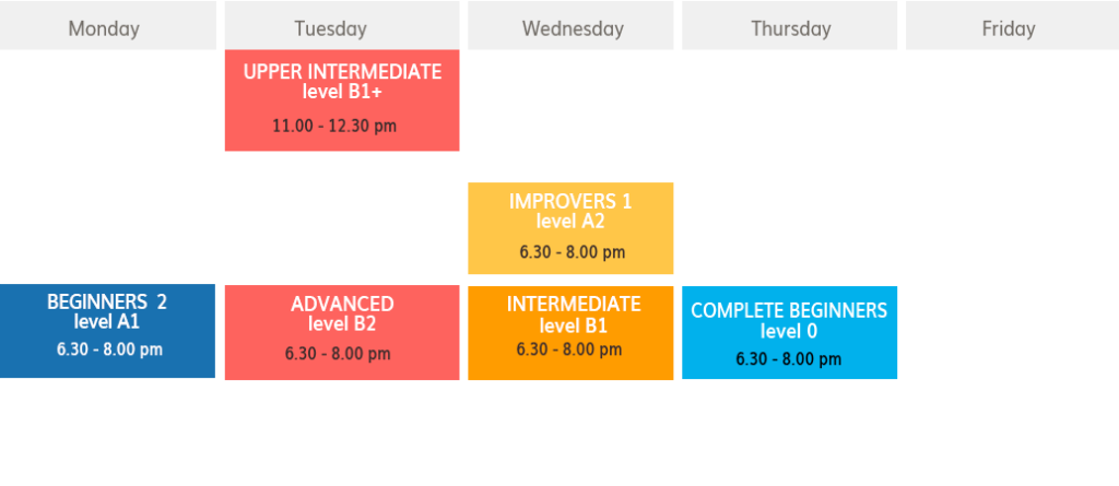 Schedule of online Spanish Classes - Habla Spanish Institute